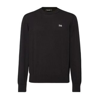Dsquared2 Schwarzes Baumwoll-T-Shirt mit Logopatch - - Knitwear - Herren - Schwarzk - S
