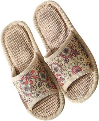 Supvox Pantoufles D&Eacute;t&eacute; pour Femmes &agrave; Semelle &Eacute;paisse Antid&eacute;rapante Tissu Respirant en Lin Couleur Rose Taille 39-40 Pantoufles L&eacute;gers et Confortables pour In