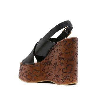 Chlo&eacute; Crossover Strap Wedge Sandal - Black