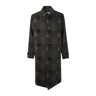 Les Deux Homme, Manteaux, Multicolore, Taille: M Plaid Wool Blend Overcoat