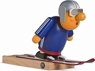 Rudolphs Schatzkiste R&auml;uchermann M&uuml;llerchen Skispringer BxH 21x15xcm NEU Rauchen Rauchfigur Rauchmann R&auml;ucherfigur R&auml;ucherkerze Smoker Kerze Figur Mann Holz Seiffen Erzgeb