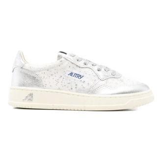 Autry Femme, Chaussures, Blanc, Taille: 39 EU Baskets en Tissu Medalist Blanc/Argent