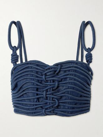 Andres Otalora Haut Raccourci En Chambray À Finitions Façon Cordes Redes - Bleu