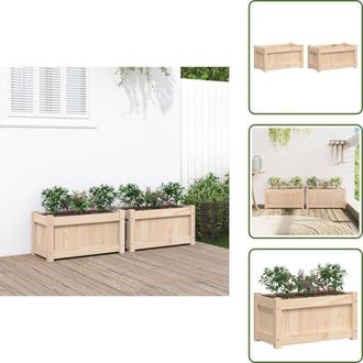 vidaXL The Living Store - Pflanzk&uuml;bel 2 Stk. Massivholz Kiefer - Holzpflanze - K&uuml;beln - Balkonpflanzen - Gartendeko - Kiefernholzk&uuml;bel