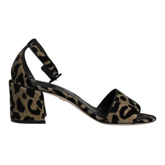 Dolce & Gabbana Goldene Leoparden Kn&ouml;chelriemen High Heels Sandalen - - Shoes - Damen - Mehrfarbig - 36 1/2 EU