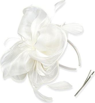 Dreshow Femmes Fascinator Chapeau Fleur Mesh Plume Mariage Dames Day Bandeau et Clip Cocktail Tea Party Chapeau