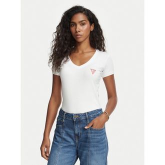 Guess T-Shirt W2YI45 J1314 Wei&szlig; Slim Fit