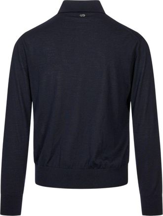 Agnona Wool, Silk and Cashmere Blend Polo Sweater - Blue