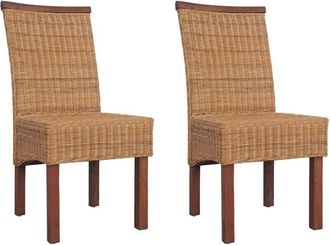 vidaXL Esszimmerstühle 2 Stk. Braun Natur Rattan - Vidaxl