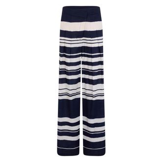 Veronica Beard Heron Crossover Waistband Extra Wide-Leg Pant - - Trousers - Damen - Blau - M