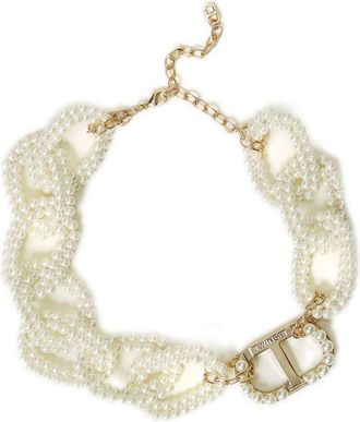 Twin-Set Oval T Halskette mit Perlen - Gold