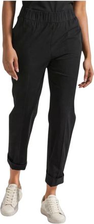 Deha Deha, Femme, Pantalons, Noir, Taille: 44 FR Pantalon en popeline &agrave; ourlet roul&eacute;