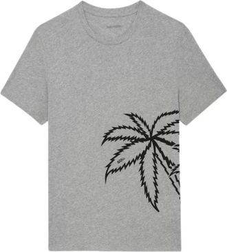Zadig&Voltaire Homme, Tops, Gris, Taille: XL Big Palm Tree TShirt