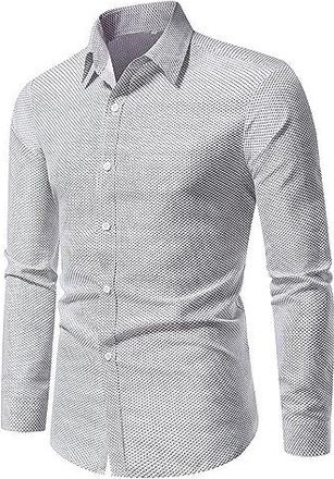 Generic Chemise de travail pour homme - Coupe droite - Chemise de costume avec bouton Down - Chemise de loisirs avec col rabattu - Chemise daffaires facile de