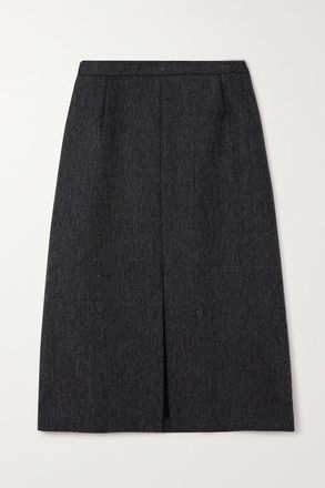 Dries Van Noten Midirock Aus Wolle Mit Fischgratmuster - Grau