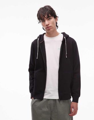 Tommy Hilfiger Essential - Fleecejacke in Schwarz mit Rei&szlig;verschluss und Logo