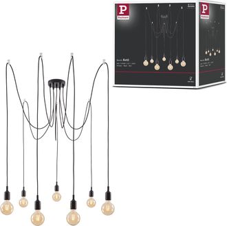 Paulmann 50390 Neordic Pendelleuchte Ketil 7-flammig Spinne max. 7x60 Watt H&auml;ngelampe ohne Leuchtmittel Schwarz Silikon, Metall H&auml;ngeleuchte E27