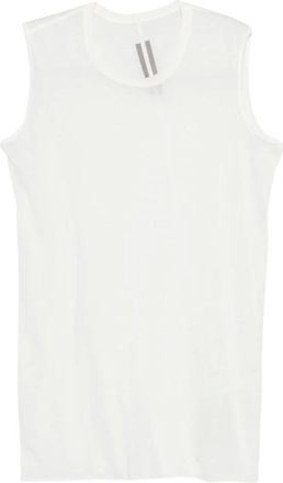 Rick Owens Homme, Tops, Blanc, Taille: S T-shirt &agrave; Bord Francs en Maille C&ocirc;tel&eacute;e