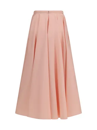 Givenchy Womens Long Circular Skirt Cotton Poplin Silk Pink