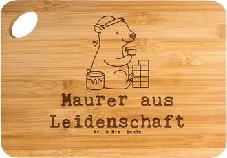 Mr. & Mrs. Panda Fr&uuml;hst&uuml;cksbrettchen Maurer Leidenschaft - Geschenk, Handwerker, Brett, Spruch, Schneidebrett, Lustig, Holzbrett, Fr&uuml;hst&uuml;cksbrett, vesperbrett