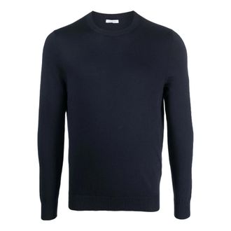 Malo Navy Blauer Baumwoll-Rundhalspullover - - Knitwear - Herren - Blau - XL