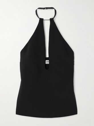 The Attico Neckholder-top Aus Cady Mit Schnalle - Schwarz