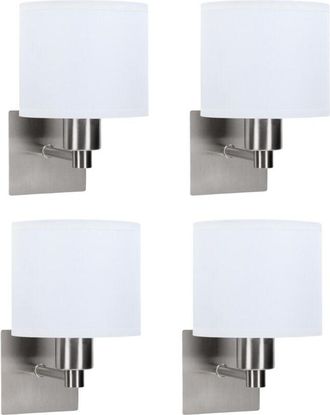 Forlight Lyon (4 Stück) Wandleuchte für das Schlafzimmer aus satiniertem Nickel mit weißem Stoffschirm. - Forlight