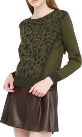 Liu Jo Femme, Pulls, Vert, Taille: 40 FR Pull Imprim&eacute; Animal Better