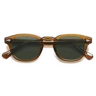 Sojos Occhiali da sole polarizzati da uomo donna tondi retr&ograve; vintage con protezione UV400 SJ2251 con montatura verde oliva/lente verde scuro