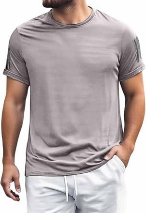 Generic T-shirt &agrave; col rond &agrave; manches courtes pour homme - L&eacute;ger - Respirant - Confortable - Coupe ample - D&eacute;contract&eacute; - Manches courtes - T-shirt de sport &eacute;l&eacute;