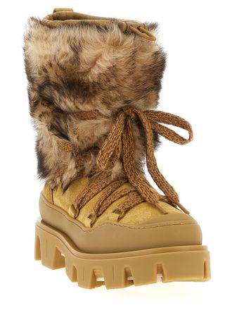 Moncler Womens Brown Calfskin Flat Boots