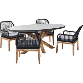 Beliani Gartenm&ouml;bel Set 4-Sitzer ORISTANO inkl. Kissen Beton Schwarz