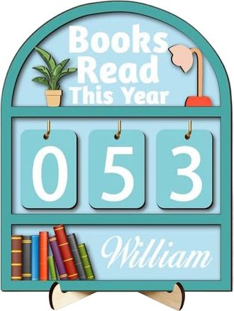 Generic B&uuml;cher Z&auml;hler, Holz Regale Deko,Books Read This Year Counter, Buchz&auml;hler B&uuml;cher Deko, Lese-Tracker-Schild, F&uuml;r Arbeitsplatz Bibliothek Regalecke Wohnz