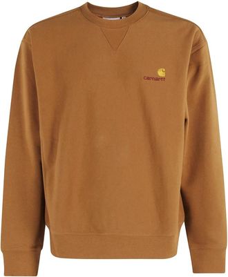 Carhartt Work in Progress Homme, Sweatshirts et sweats &agrave; capuche, Brun, Taille: L American Script SweaT-shirt