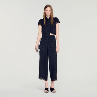 Sandro Kurzes Paisley-Jacquard-Top