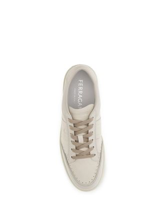 Ferragamo Nubuck and Calf Leather Sneakers - Beige