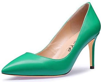 Castamere Escarpins Femme Bout Fermé Aiguille Talon 8.5CM Heels Vert PU Escarpin EU 40.5