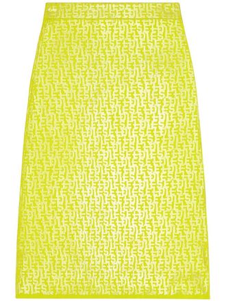 Diesel jupe mi-longue M-Ikaria &agrave; motif monogramm&eacute; - Jaune