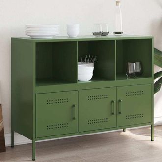 vidaXL Buffet vert olive 100,5x39x79 cm acier Vidaxl