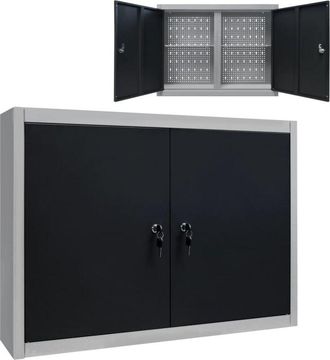 vidaXL Wand-Werkzeugschrank Industrie-Stil Metall Grau und Schwarz - Vidaxl