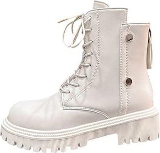 Generic Bottines dhiver chaudes pour femme - &Eacute;l&eacute;gantes - Couleur unie - Talon bas plat - Doublure en polaire - Confortables - Classiques - &Agrave; lacets - Pour la 