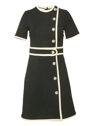 Gucci Kreppkleid mit Tigerkopf-Kn&ouml;pfen - Schwarz