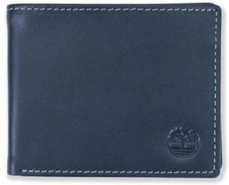Timberland Mens Leather Wallet with Attached Flip Pocket Travel Accessory-Bi-Fold, Navy (Cloudy), One Size