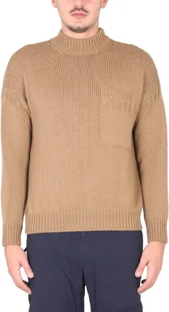 Ten c Cotton Ribbed Turtleneck - Beige