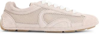 Prada Low-Top Sneaker - Low-Profile Suede And Mesh Sneakers - Gr. 37,5 (EU) - in Beige - f&uuml;r Damen