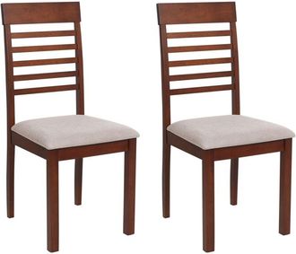 Beliani Beliani - Lot de 2 Chaises en Bois Foncé Rembourrées Taupe Ortley