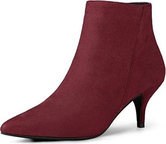 Allegra K Bottines Bout Pointu zippées à Bout Pointu pour Femmes Bourgogne 37