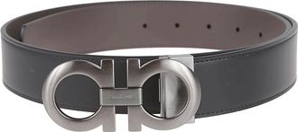 Ferragamo Homme, Accessoires, Noir, Taille: 105 CM Reversible and Adjustable Gancini Belt