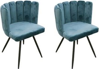 The Home Deco Factory 2 Stück Arielle Samt, Entenblau, Mobilier, Sitzstuhl, Tischstuhl, Wohnzimmer, Esszimmer, Schlafzimmer, Möbel, Textil-Polyester, 52,5 x 50,5 x 79,7 cm