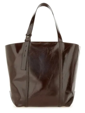 Golden Goose Womens Tote Bag Dark Brown Leather Shoulder